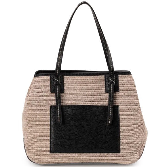 RIPANI | Bags | Ripani Leather Raffia Trabocco Shopping Bag Tote Super ...